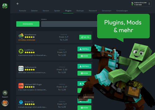 GGDE Hosting - Dein Minecraft Server mit 20.000+ Mods, Plugins, Cross-Play und vielem mehr